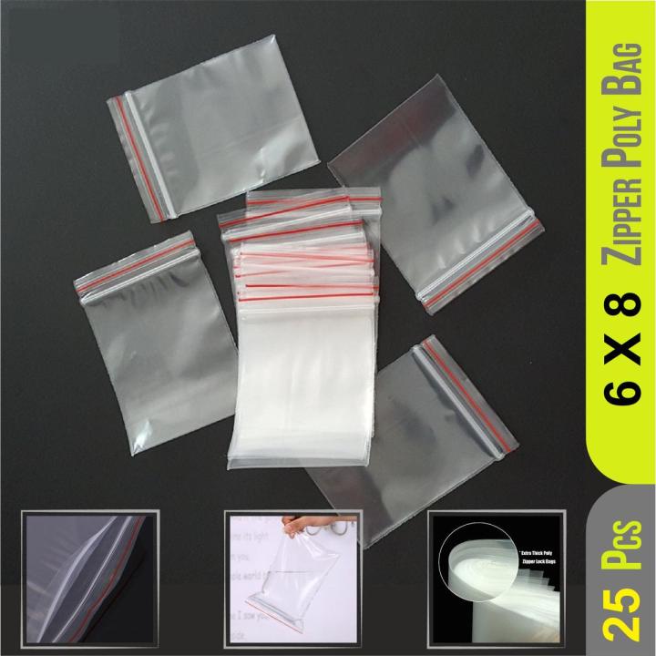 6"X8" Inch Resealable 25 pcs Clear Zipper Poly Bag/ Zip Lock Plastic ...