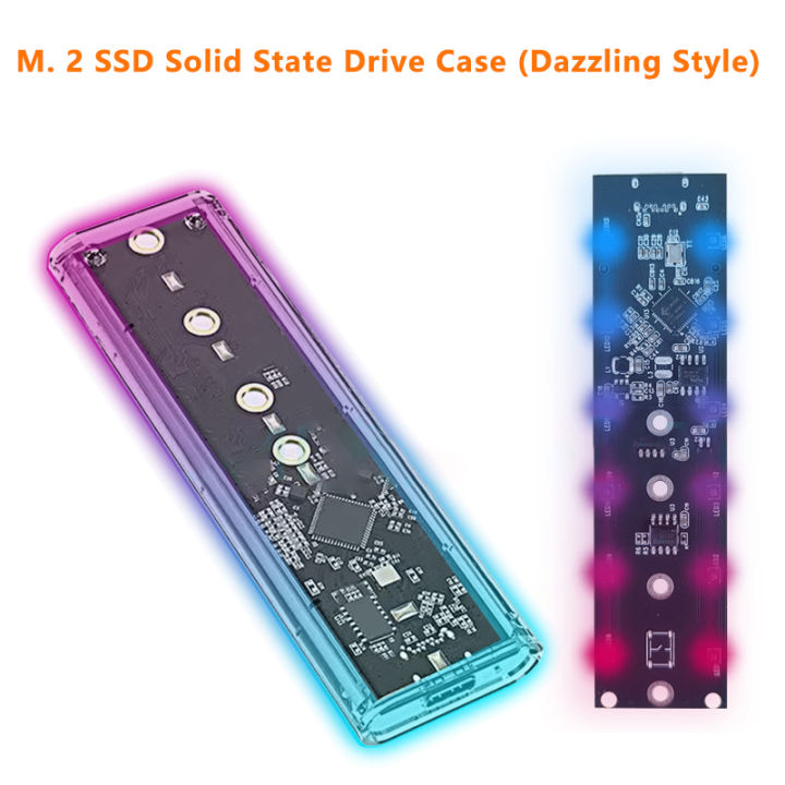 RGB M2 SSD Case M.2 NVME SSD Enclosure M.2 To USB C Transparent Hard ...