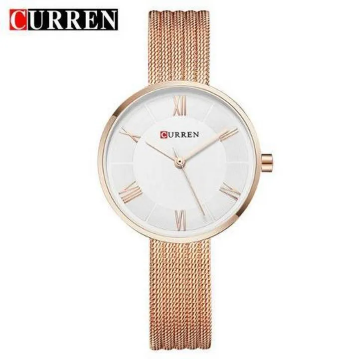 CURREN 9020 RoseGold Mesh Stainless Steel Analog Watch For Women ...