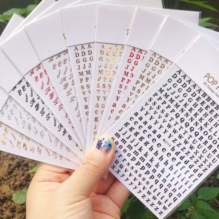 Roman 26 English Alphabet Number 3D Self-adhesive Nail Art Decal ...
