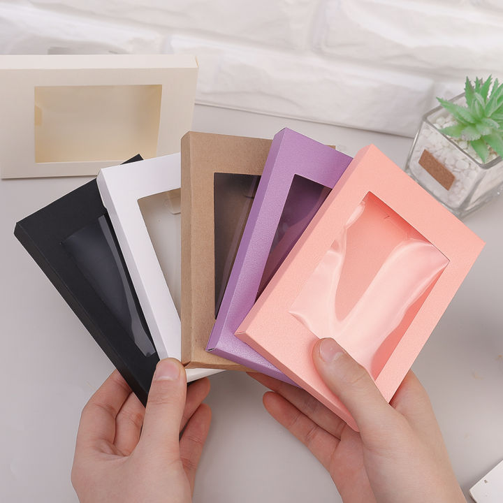 1/6Pcs Multi-color Kraft Paper Packing Box With Transparent PVC Window ...