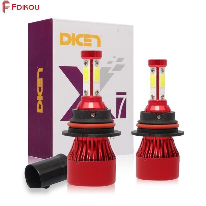 EDran X7-COB 1Pair 9007（HB5）Car headlights LED 4-side bulb 6500k lights ...