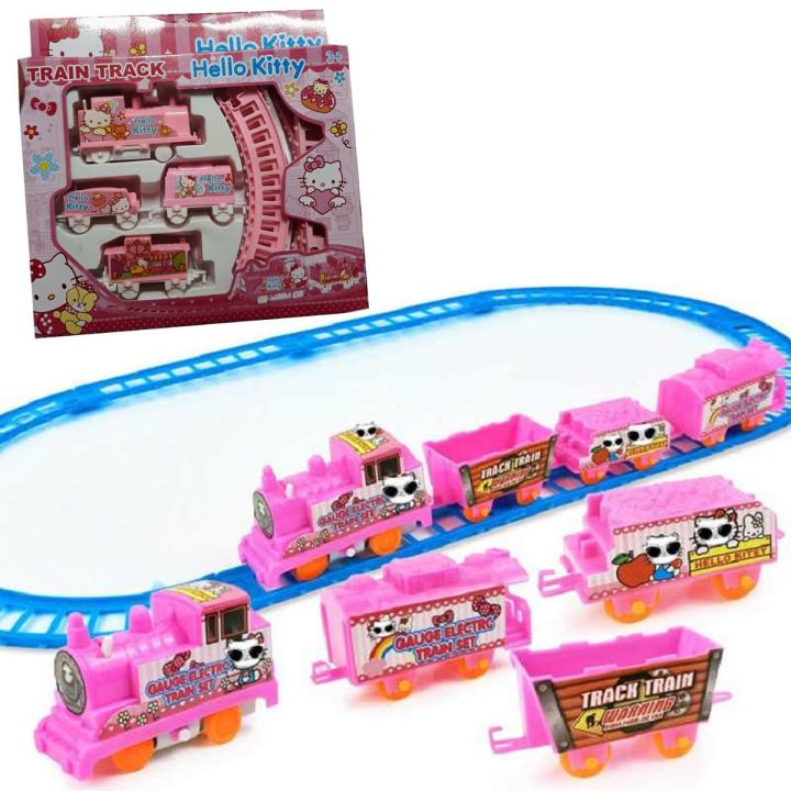 Electric Hello Kitty Train Railway Set for Baby Kids Diy Track Small ...
