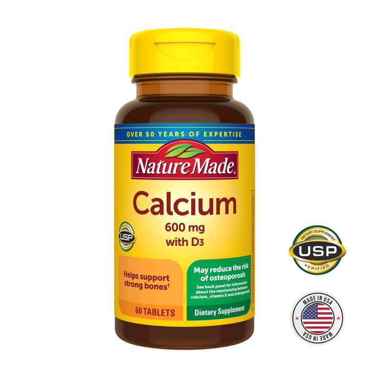 Nature Made Calcium 600 mg with Vitamin D3 Tablets, Support Strong ...