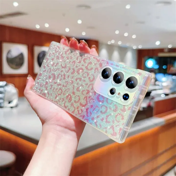 【Top Selling Item】 HODON Gradient Aurora Shining Leopard Phone Cases For S24 Plus S23 S24 Ultra ...