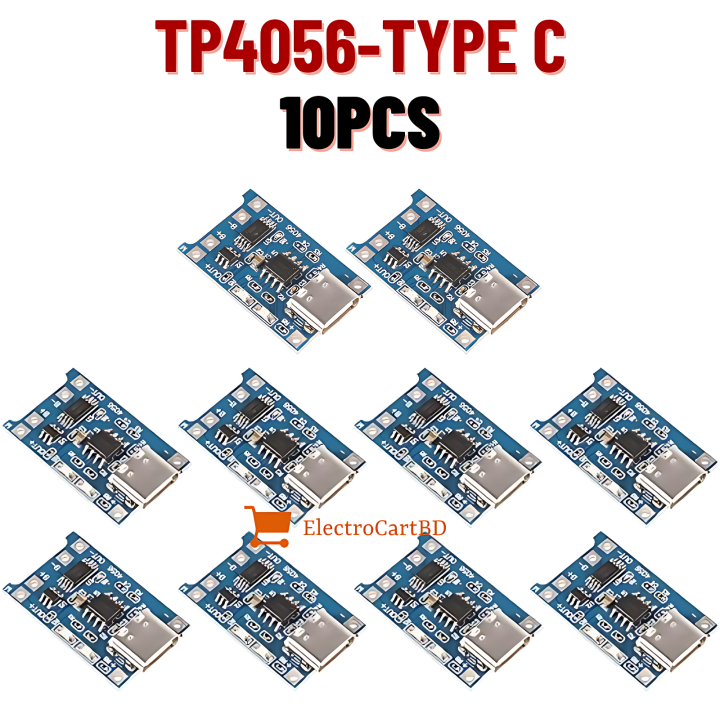 10PCS TP4056 Type-C USB 5V 1A 18650 Lithium Battery Charger Module ...