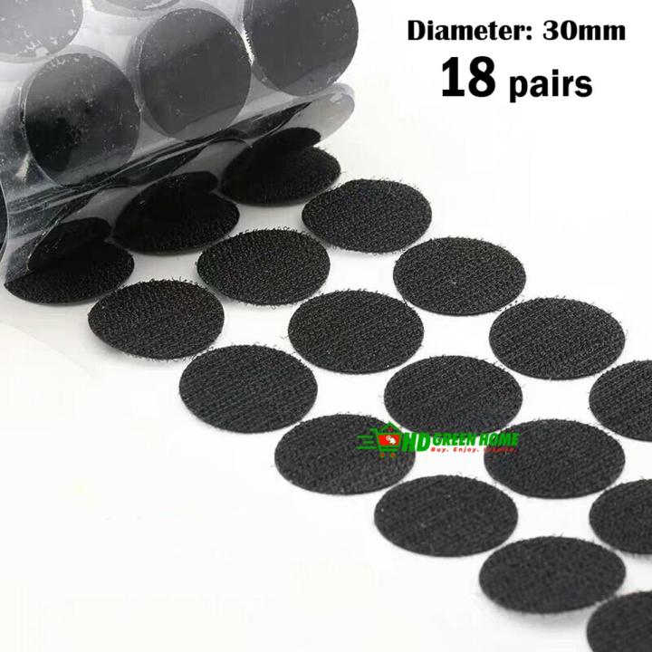 18 pairs x 3cm Round Velcro Tape Self Adhesive Hook and Loop Dot Tape ...