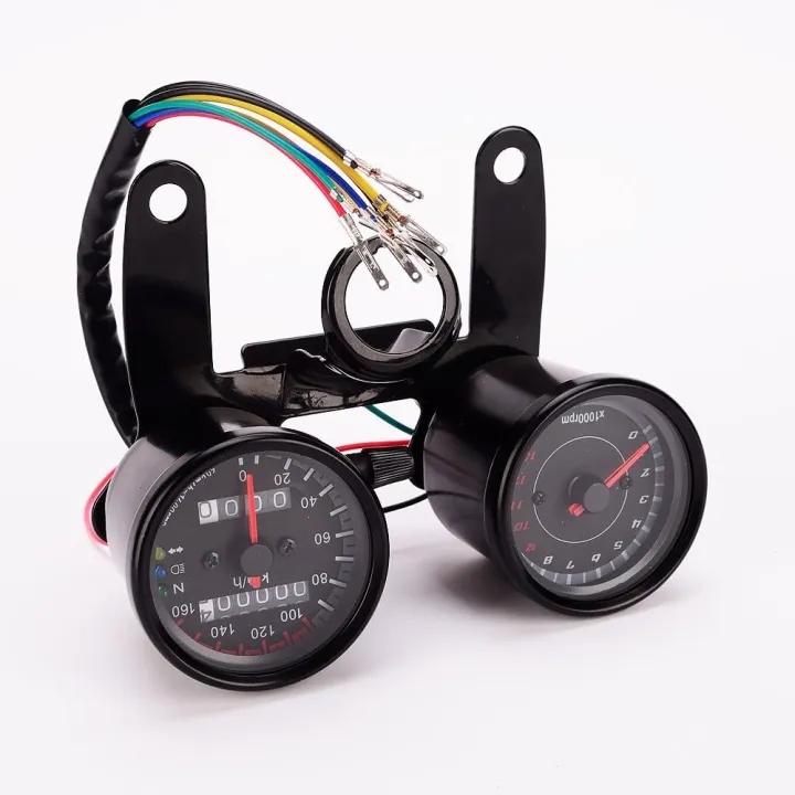 Motorcycle Odometer Speedmeter Tachometer LED Speed Meter - Black ...