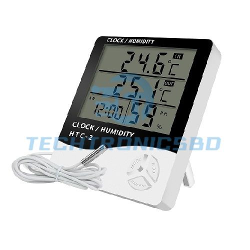HTC-2 Indoor Digital Temperature & Humidity Meter with Clock and Alarm ...