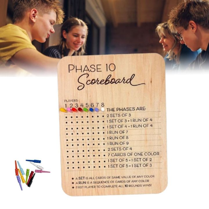 Creativity Wooden Phase 10 Score Board Portable Phase 10 Score Sheets ...