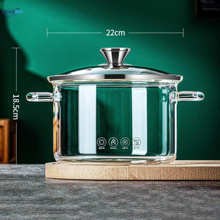 Glass Cooking Pot Kitchen Glass Cookware Simmer Pot for Tea Noodle Milk ...