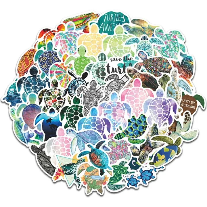 Lovely Colorful Sea Turtle Little Turtle Stickers For DIY Luggage ...