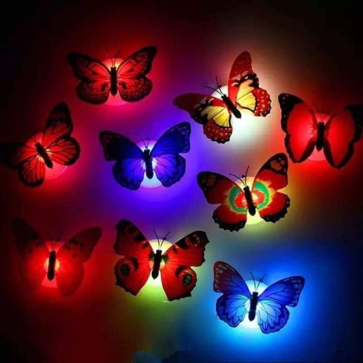 Led colorful butterfly night fairy light with color changing mood paste ...
