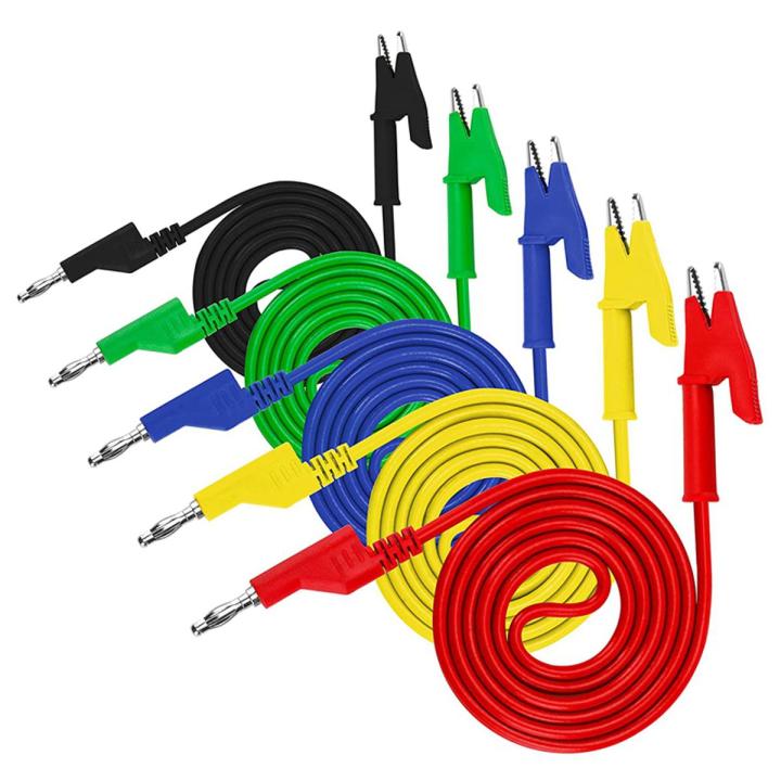 5PCS 4mm Multimeter Banana Plug to Alligator Clips Test Lead for ...