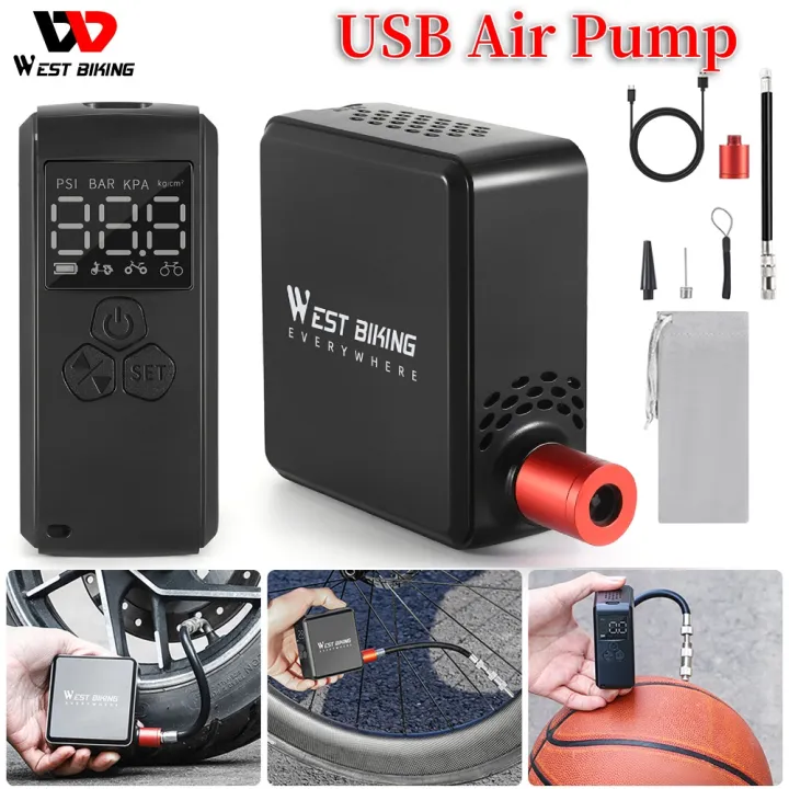 WEST BIKING Mini Electric Bike Pump 150PSI Powerful Air Compressor ...