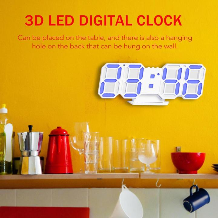 Migeet 3D LEDs Digital Clock Electronic Table Clock Alarm Clock Wall Glowing Hanging Clocks ...