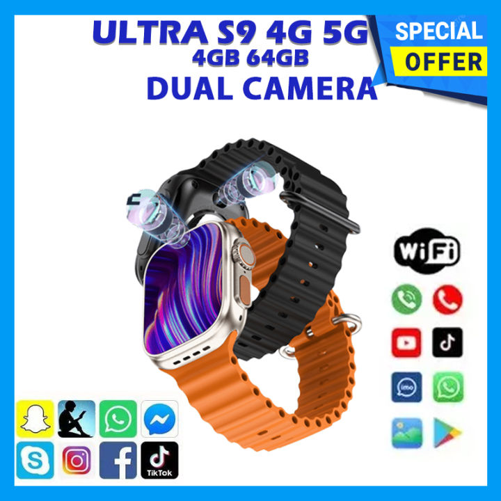 S9 ULTRA 5G Android Smartwatch Dual Camera Wifi Sim Supported 4GB Ram 64GB Storage Play Store ...