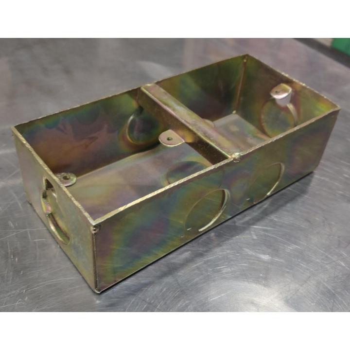 Two Gang Steel Junction Box For Electrical Wiring Sqaure Edge Yellow ...