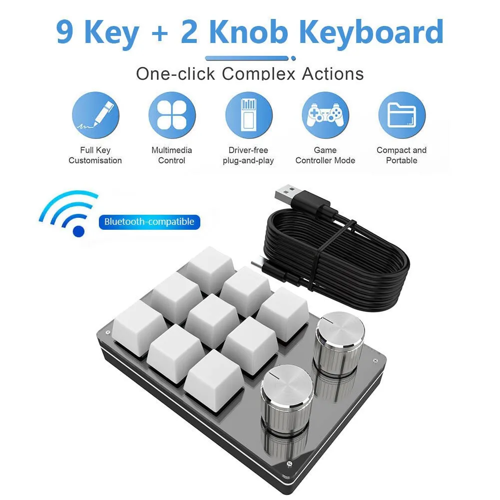 Macro Keyboard 3/4/9/12 Key 2 Knob Mechanical Keyboard Hot Swap Custom ...