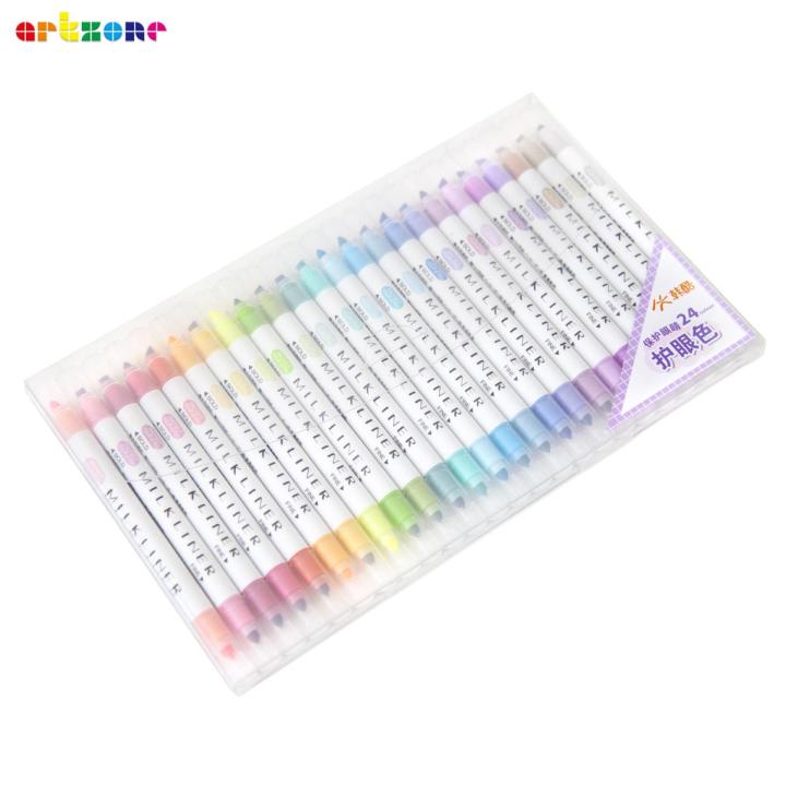 24 Pcs Color ful Milk-Liner Highlighters Double Sided Writing for ...