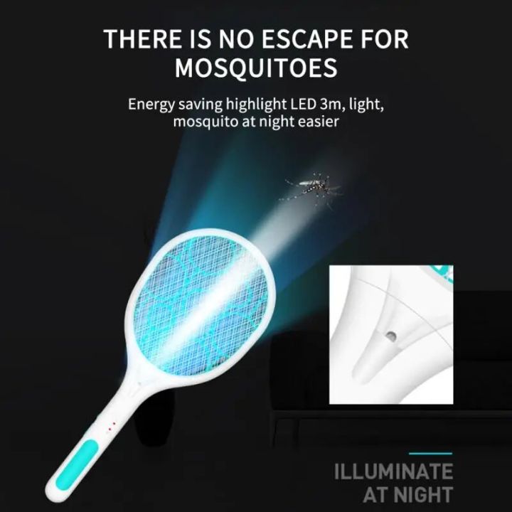 2-in-1 Electric Fly Swatter Rechargeable Mosquito Killing Lamp Bug ...