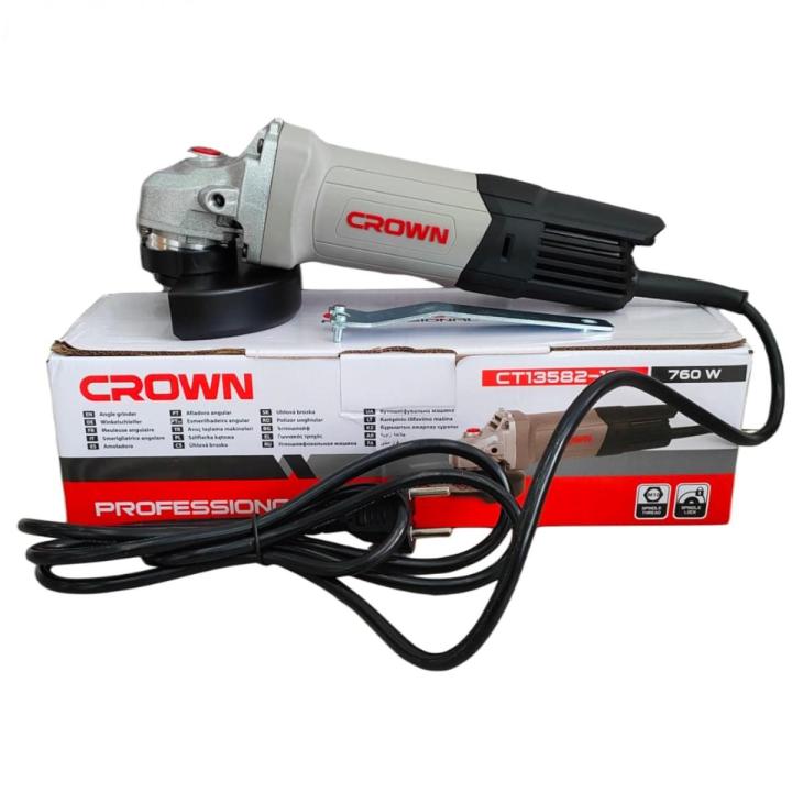 CROWN 4" Angle Grinder 760w, Disc: 100 mm, Back Switch, Speed: 11000 ...