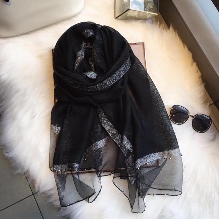 Women Ladies Lace Stone Work Party Scarf Hijab | Daraz.com.bd