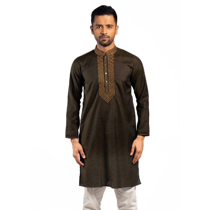 Kay Kraft Coffee Cotton Embroidered Panjabi Men'S Panjabi For Men ...