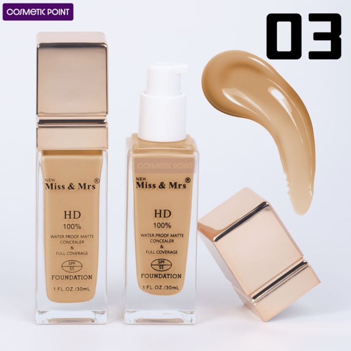 Miss & Mrs HD Waterproof Matte Full Coverage Foundation 30ml (shade - 3 ...
