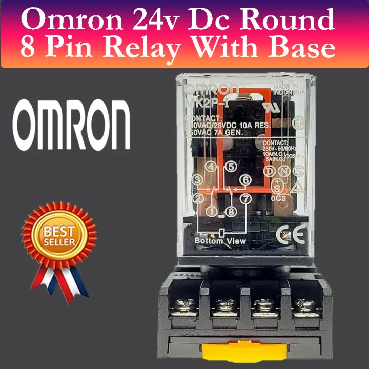Omron DC 24V 10A Coil Round 8 Pin MK2P-1 Power Electromagnetic Relay ...