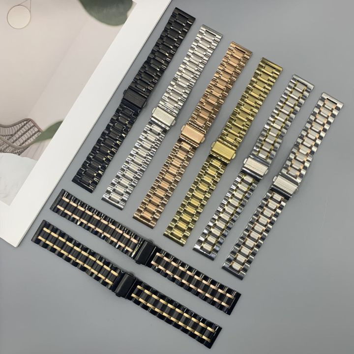 22mm Premium Stainless Steel Watch Strap Five Bead Solid Metal Bracelet ...