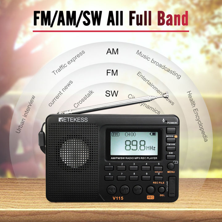 Portable Radio FM AM SW Radios AM FM Rechargeable Shortwave Radio On ...