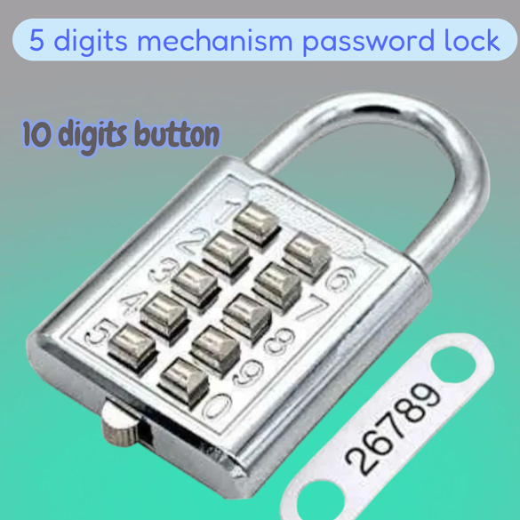 10-Digit Button Combination Padlock 5-Digit Lock Mechanism Blind Button ...