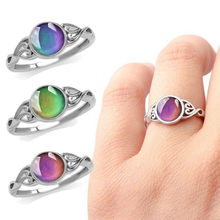 Vintage Retro Color Change Mood Ring -Oval Emotion Feeling Changeable ...