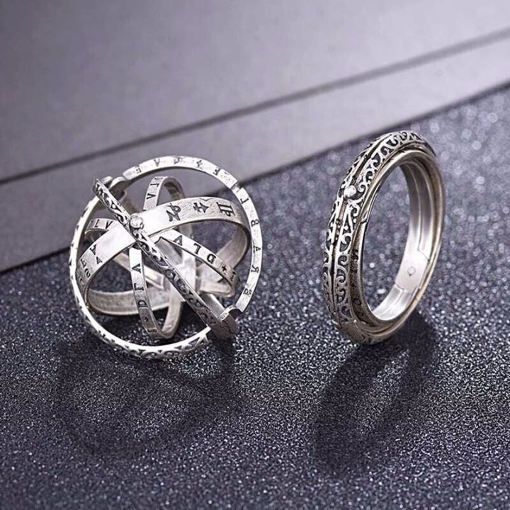 Vintage Astronomical Ball Alloy Ring for Women and Men Creative Complex ...