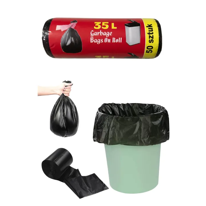 High Quality Garbage Bag Roll – 50 pcs | 35 Liter Dustbin Poly Bag ...