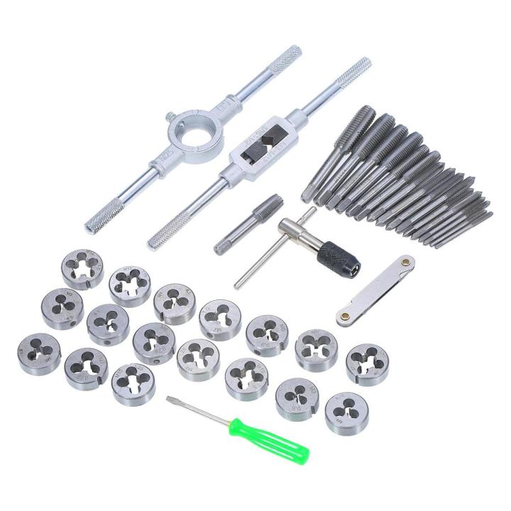 40pcs Tap Die Set M3-M12 Screw Thread Metric Taps Wrench Dies DIY Kit Wrench Screw Threading ...