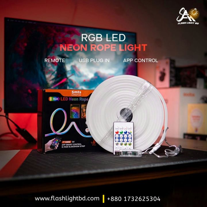 3/5/10 Meter Neon Rope Lights,Flexible Led Rope Lights Control with App ...