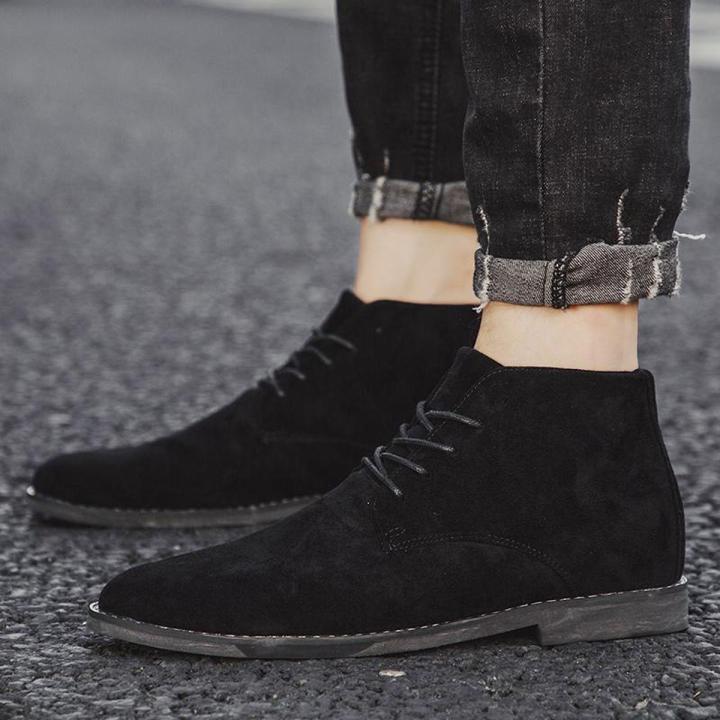 【The-Best】 Fashion Pointed Toe Leather Boots Cheap Men Winter Boots ...