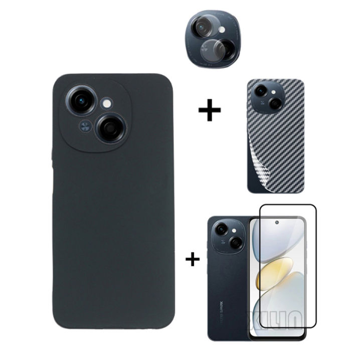 4 in 1 Matte Black Phone Case for Tecno Spark GO 1, Tecno Spark GO 2025 ...