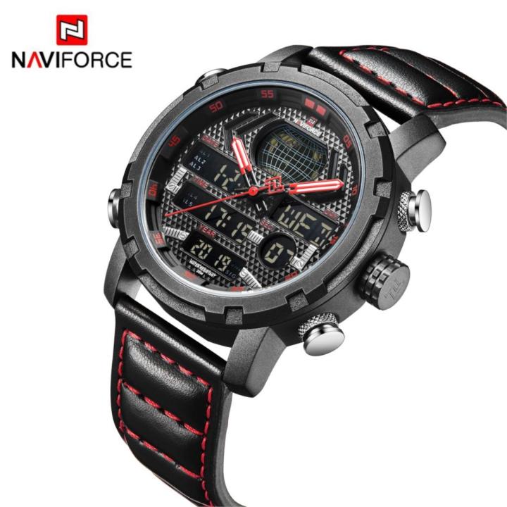 NAVIFORCE NF9160 Luxury Sports LED Analog Dual Display Leather Strap ...