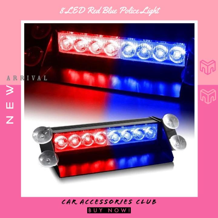 8 LED Red Blue Flashing Light For All Cars | Daraz.com.bd