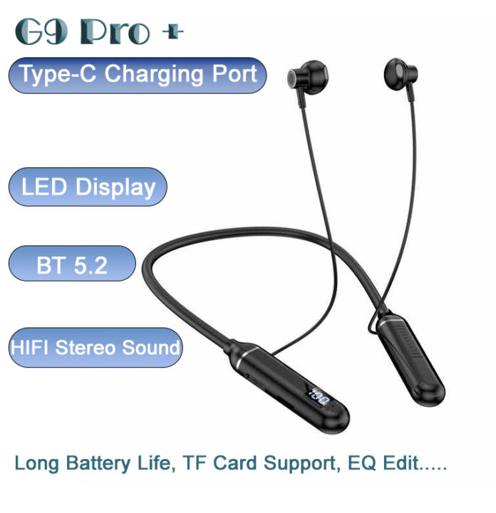G9 Pro+ Stereo Type-C Charging Long Standby Wireless Neckband Headphone ...