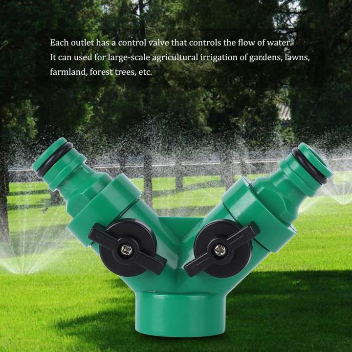 Two Way Pipe Divider Hose Splitter Connector Garden Tap Adapter Valve ...