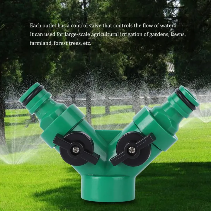 Two Way Pipe Divider Hose Splitter Connector Garden Tap Adapter Valve ...