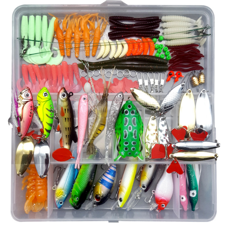 Kit Fishing Lures Set Hard Artificial Wobblers Metal Jig Spoons Soft ...
