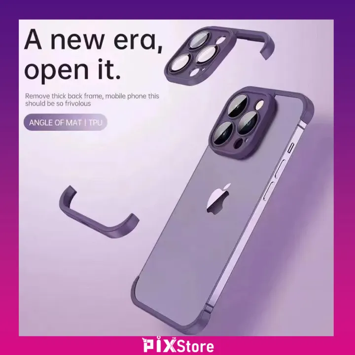 Pix Apple iPhone Bumper Case with Lens Protector Glass Soft Silicone ...