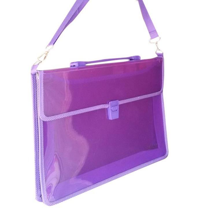 2-Pocket Transparent Expanding File Handle Briefcase Light blue color ...