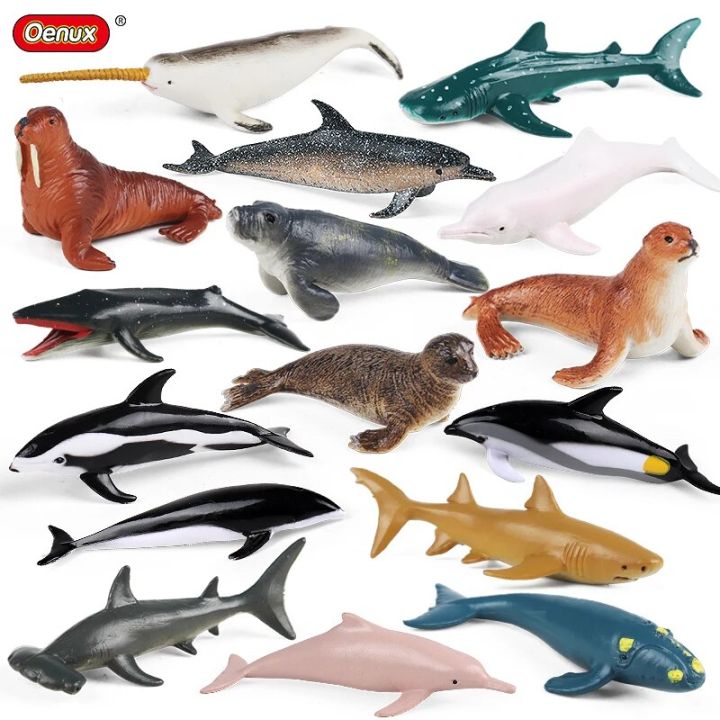 Oenux Small Sea Life Animals Dolphin Rays Whale Shark Model Action ...