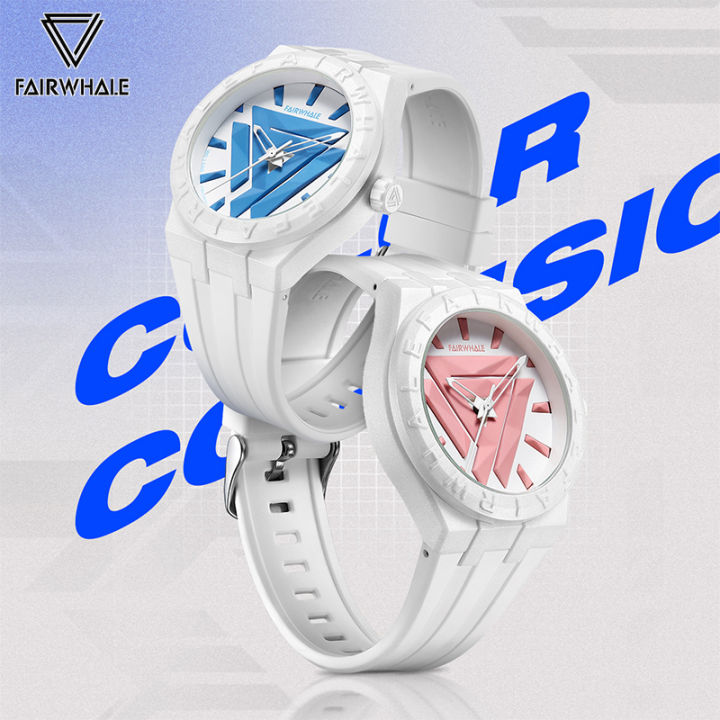 Mark Fairwhale Fashion Round Man Watch Quartz Casual White Silicone ...